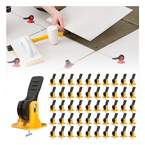 Tile Leveling System Pro Tools, 50-Piece Tile Spacers Clips Reusable Floor Leveling Compound Plus 50-Piece Replaceable Spare Steel T-Pin, Tile Leveler Spacers Kits for Wall&Floor Tile Installation