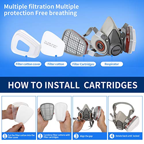 Mionyl Reusable Half Face Cover with Extra Filters - Paint Face Cover for Painting, Machine Polishing, Welding and Other Work Protection