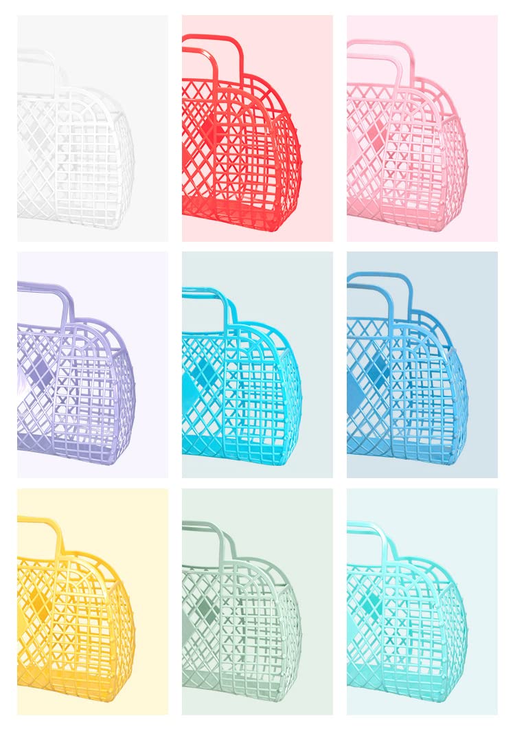 JBB Gift Basket Toddler Purse Girls Boys Jelly Beach Bag Plastic Beach Tote Storage Easter Baskets for Kids Purple