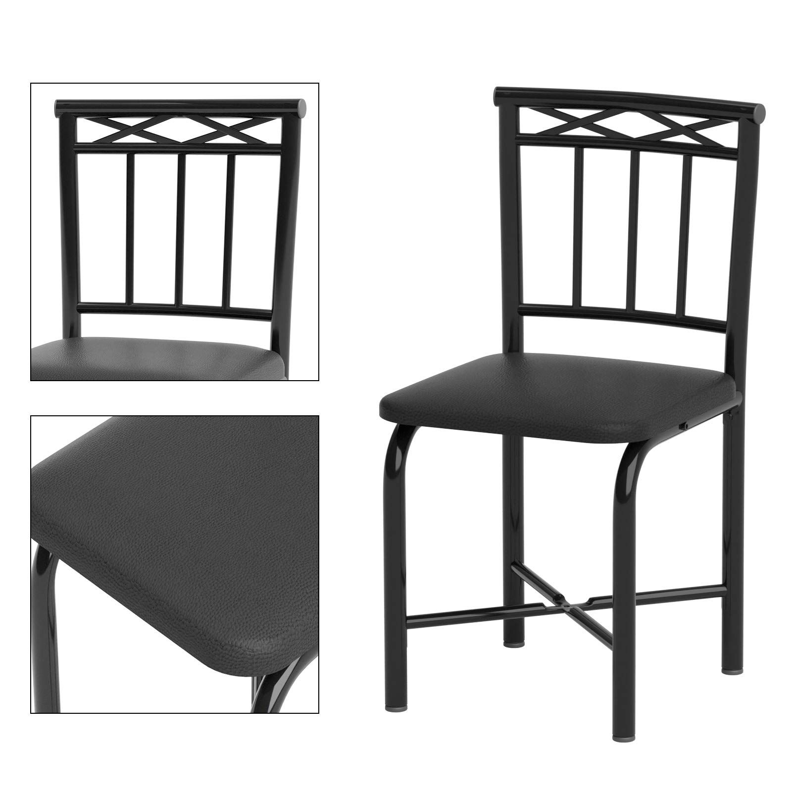 Easyzon Dining Table Set for 4 Black, Kitchen Table and Chairs for 4, Space Saving Dining Room Set for Apartment, Counter Height Breakfast Nook Table Set, Dinner Table Dinette Set for 4, Wood