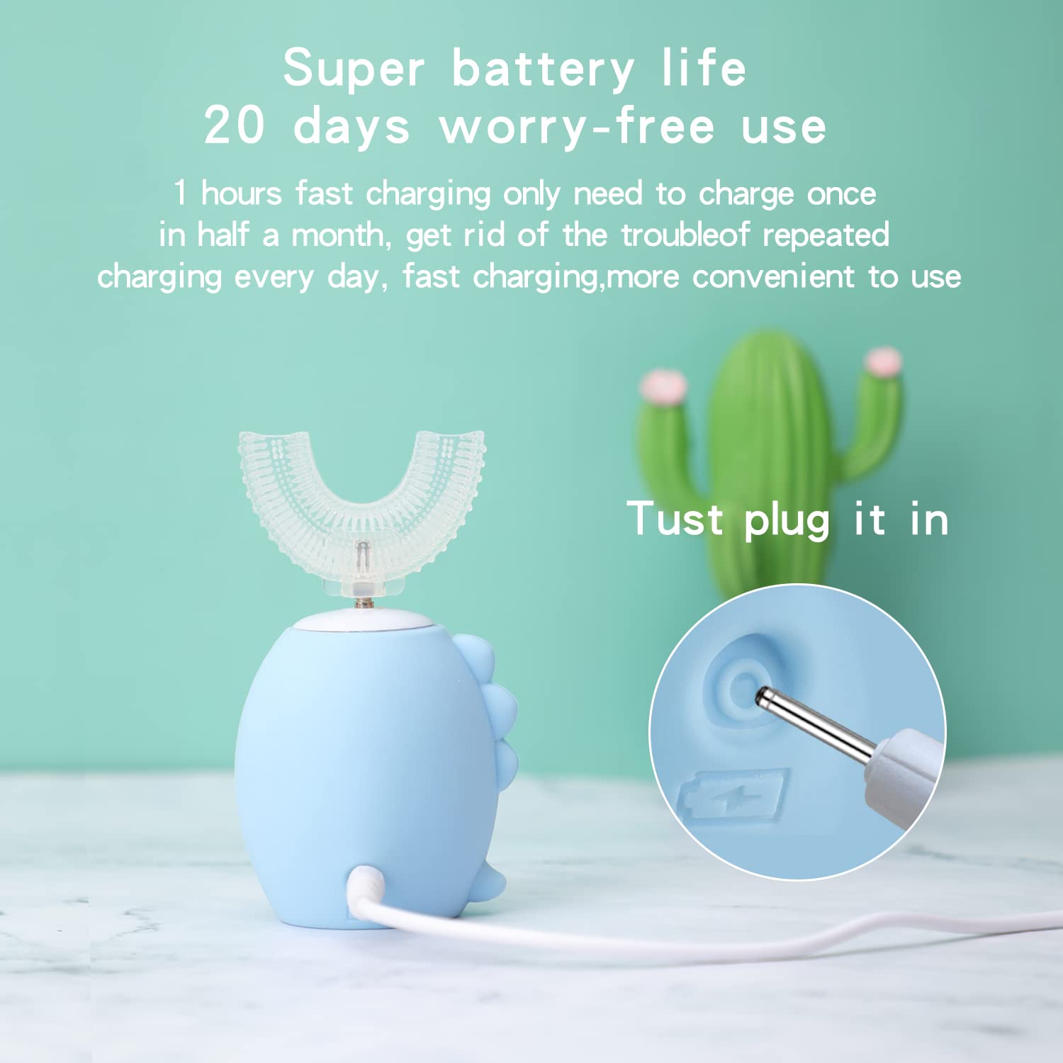 yeklike Kids Electric Toothbrushes, U Shaped Ultrasonic Toothbrush,Rechargeable Kids Toothbrush w/Smart Timer, Sonic Toothbrush K10 (2-7y)…