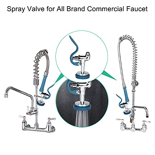KWODE Blue Pre Rinse Spray Valve for All Brand Commercial Kitchen Sink Faucet Sprayer Replacement Part High Pressure 1.42gpm Water Flow Dish Sprayer