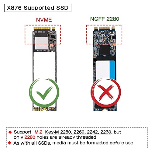KALEN X876 V1.1 M.2 NVME SSD Expansion Board+X732 V1.1 Expansion with Kit Pi 4B Storage
