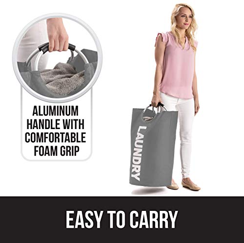 Gorilla Grip Laundry Basket and Fitted Bed Sheet, Laundry Bag Size 82L in Gray, Easy Carry Handles, Bed Sheet Size Twin in Gray, Shrink Resistant Deep Pocket, 2 Item Bundle