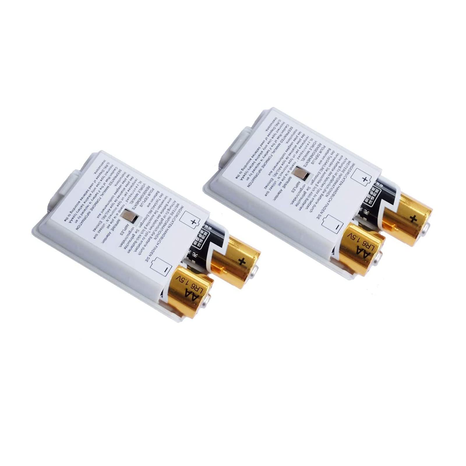 E-outstanding 2Pcs Battery Cover Batteries Shell Case Replacement for Xbox360 Wireless Controller, White