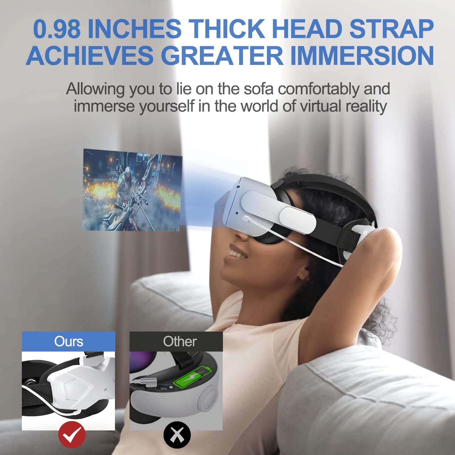 Elite Strap with Battery for Oculus Quest 2, 5000mAh Extend Double Playtime, Adjustable Head Strap and Upgrade Version Strap Accessories for Enhanced Support and Comfort in VR