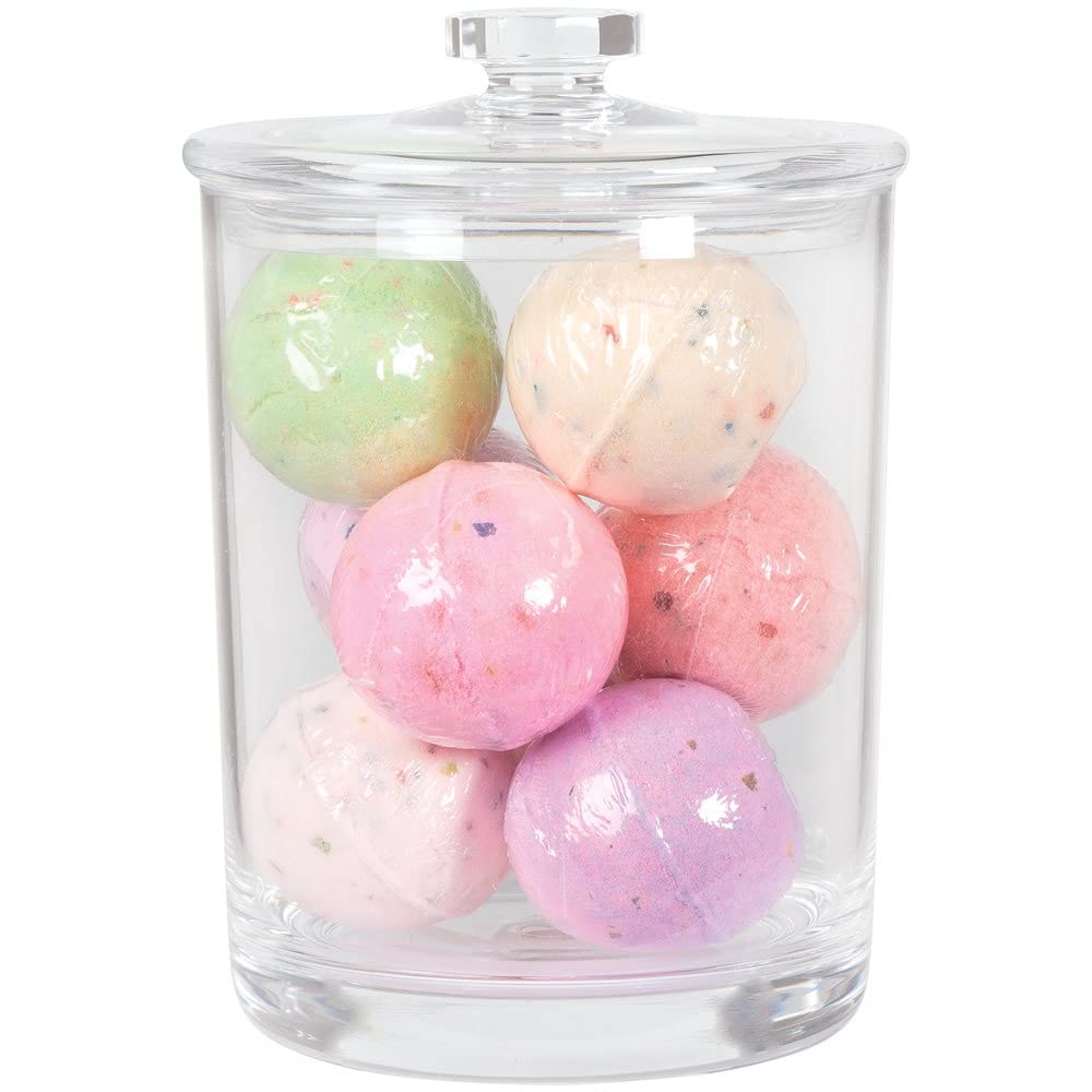 ForPro Professional Collection Acrylic Apothecary Jar with Lid, 60 Oz Storage Container for Bathroom, Kitchen and Office, 7.75" x 5"