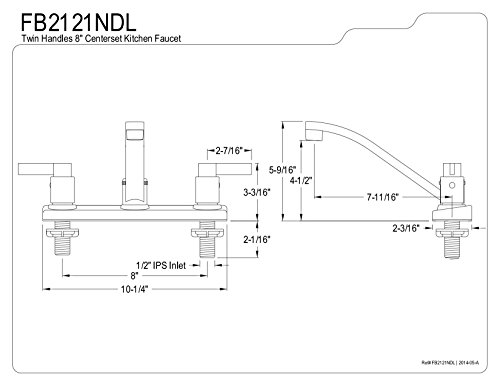 Kingston Brass FB2121NDL 7-11/16-Inch in Spout Reach NuvoFusion 8-Inch Centerset Kitchen Faucet, Polished Chrome