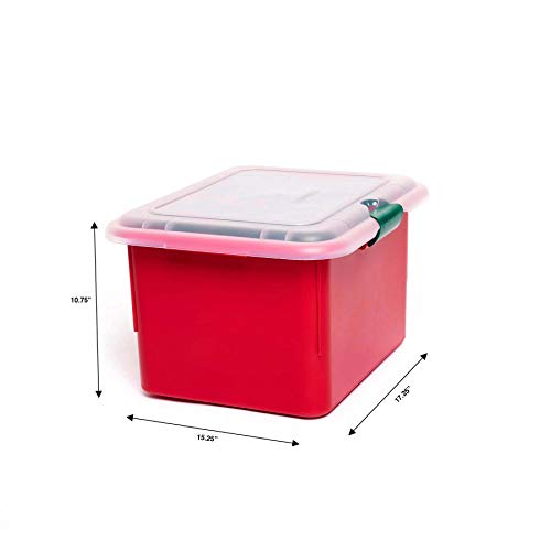 HOMZ 7875RBGLDC.02 Light Organizer Holiday Plastic Storage Container, 2 Pack, Red and Green, 2 Sets
