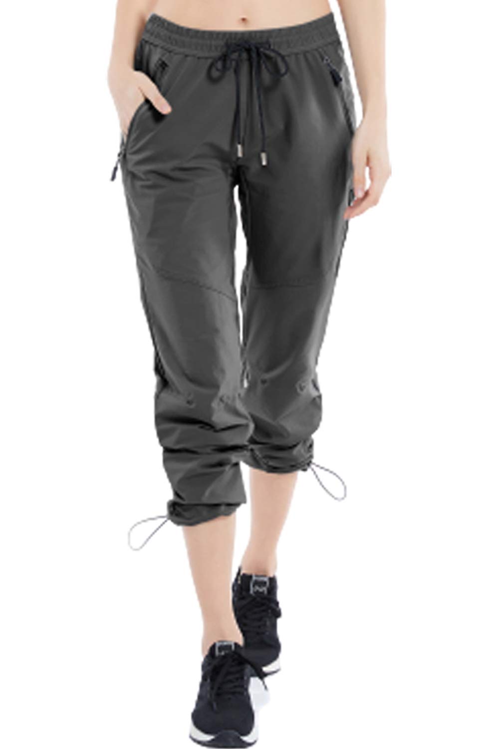 GMTTFOUR Women's Outdoor Hiking Pants Lightweight Quick Dry Cargo Capri Pants Water Resistant UPF 50 Zipper Pockets(Dark Grey,XS)