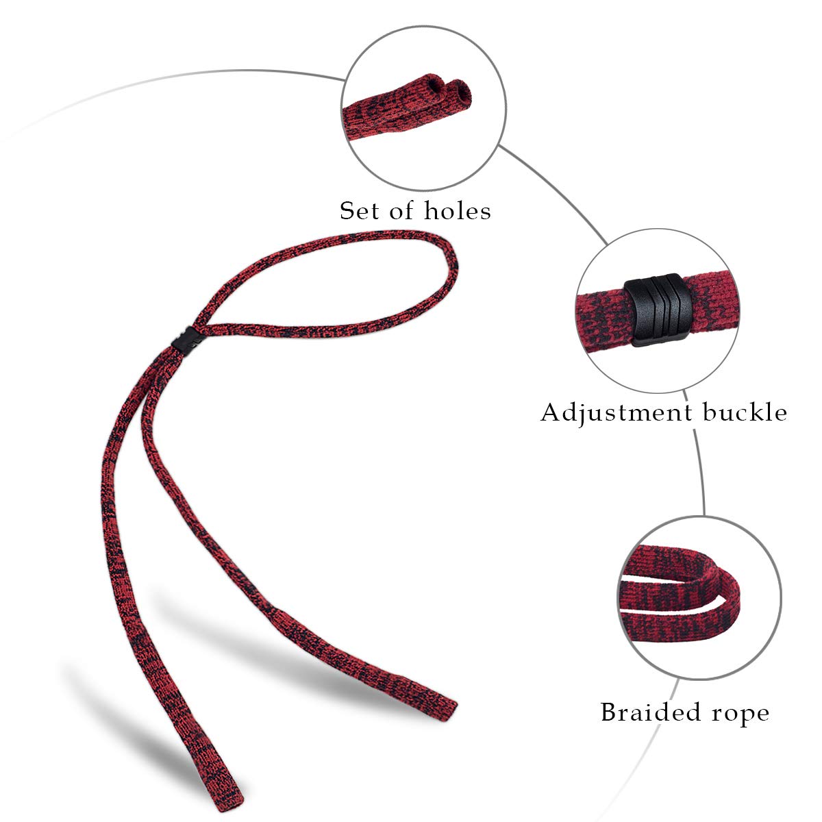 HALF CRESCEN Glasses Strap (Pack of 6) Adjustable Eyeglasses Strap Sunglass Holder Strap Men Women