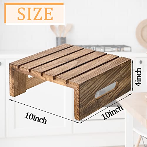 Rustic Brown Burnt Wood Cake Stand Wooden Cupcake Stand Dessert Buffet Display Holder Riser Stands for Wedding Birthday Graduate Party, Set of 2