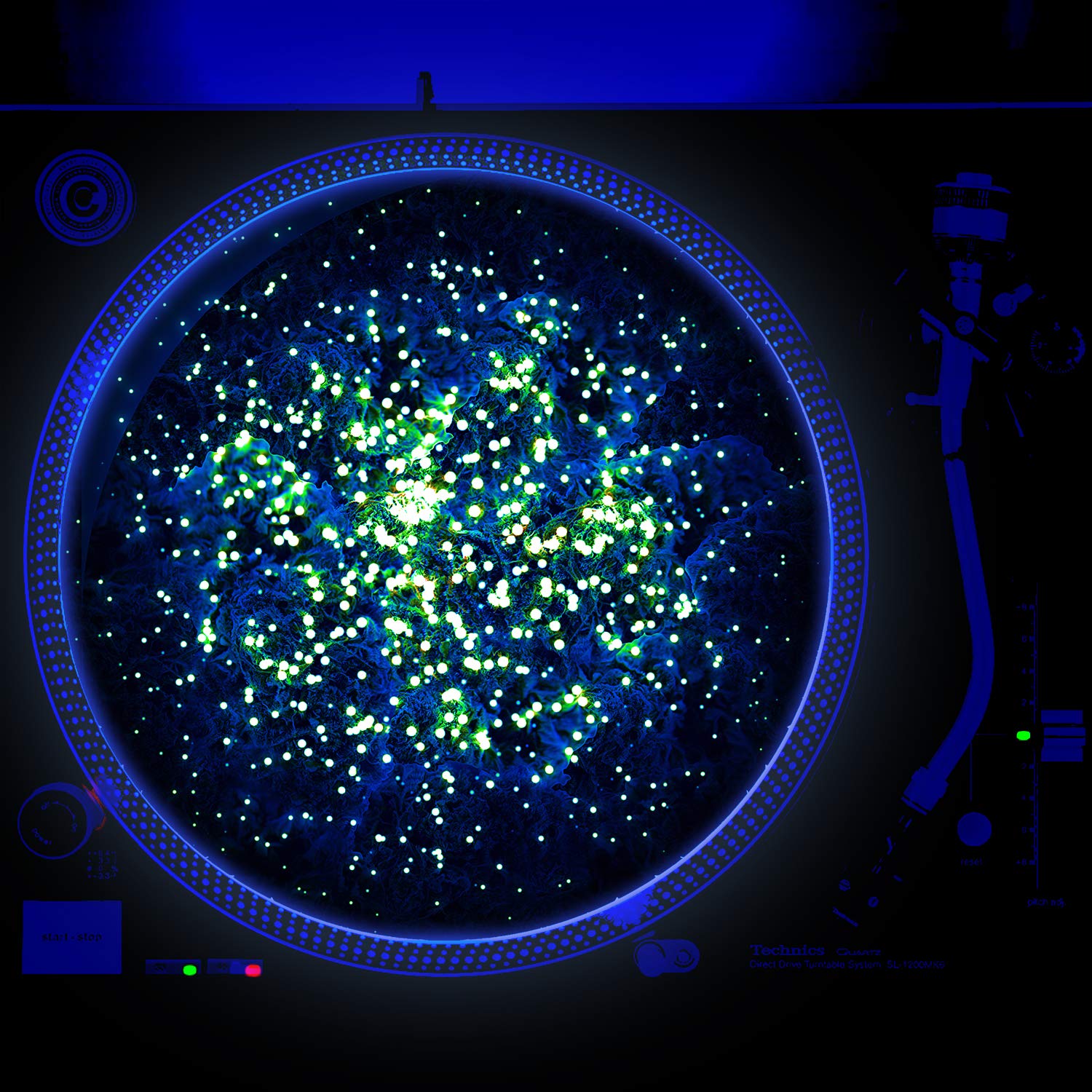 Gnarley Buds - DJ Turntable Slipmat 12 inch GLOW (glows under black light)