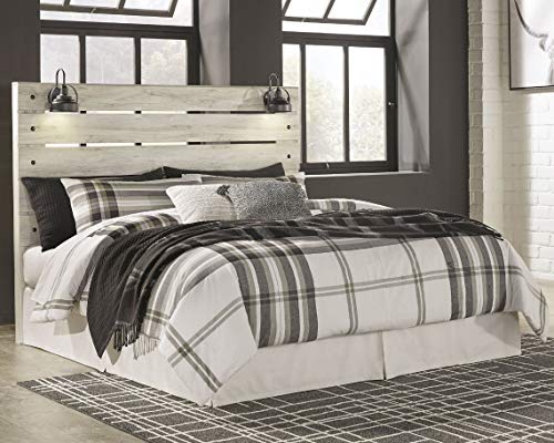 Signature Design by Ashley Cambeck Farmhouse Panel Headboard ONLY with USB Charging Stations, King, Whitewash