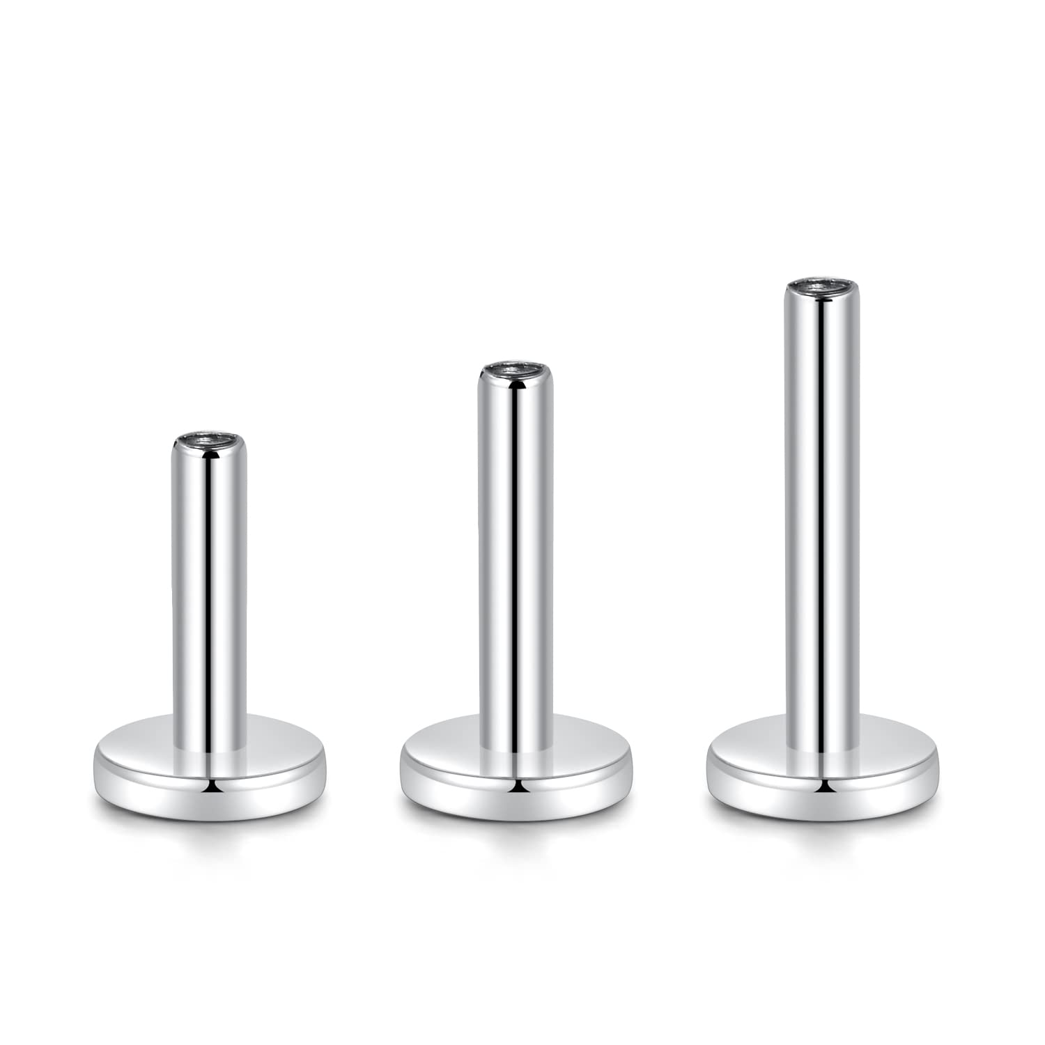GAGABODY Labret Studs16g G23 Titanium Lip Piercing Jewelry 8mm Internally Threaded Labret Helix Cartilage Tragus Monroe Labret Post 6mm 3pcs Lip Studs 10mm Silver Earring Piercing Without End