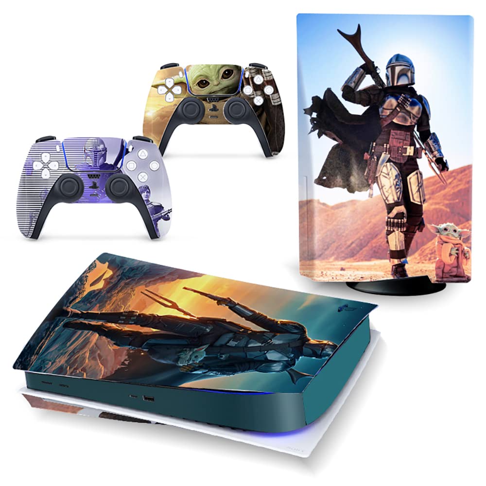 Game Console and Controller Skins and Wraps for PS5 Disk Edition, Durable Scratch Resistant Bubble-Free Stitckers for Playstation5 Disc Version