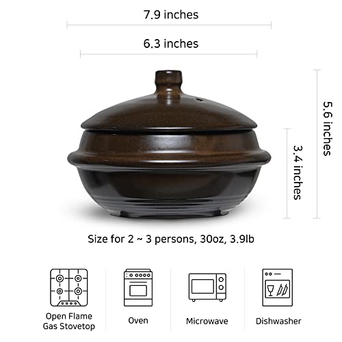 Ttukbaegi Pot With Lid 뚝배기 Korean Pot Ramen Pot Stone Clay Pots For Cooking Korean Pot Ceramic Cooking Pot Korean Stone Pot Korean Bowl Onggi Kimchi Pot (Large 30oz) Ttukbaegi Pot With Lid 뚝배기 Claypot