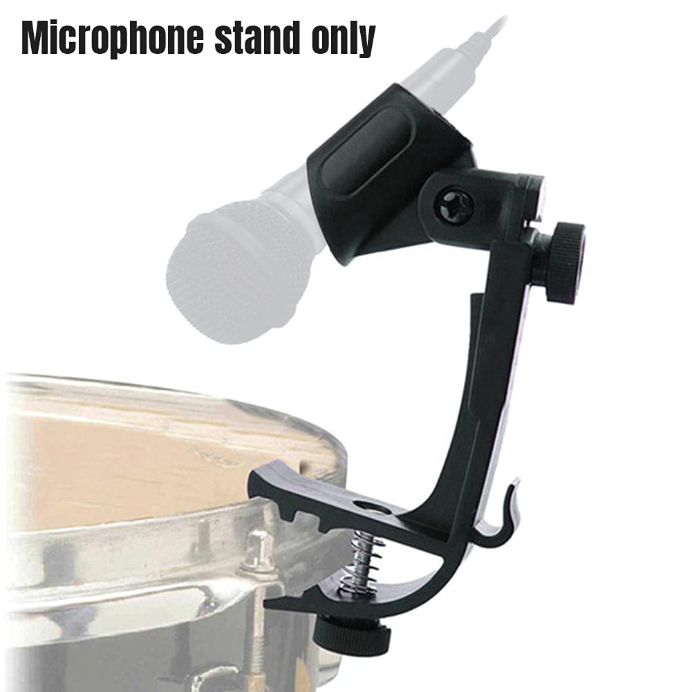 GEZICHTA 2 PCS Drum Adjustable Microphone Holder 180 Degrees Rotation Drum Microphone Clips,Clip Musical Shockproof Snar-e Mount Clamp Instrument Accessories(Black,Size:0.71x1.1inch)