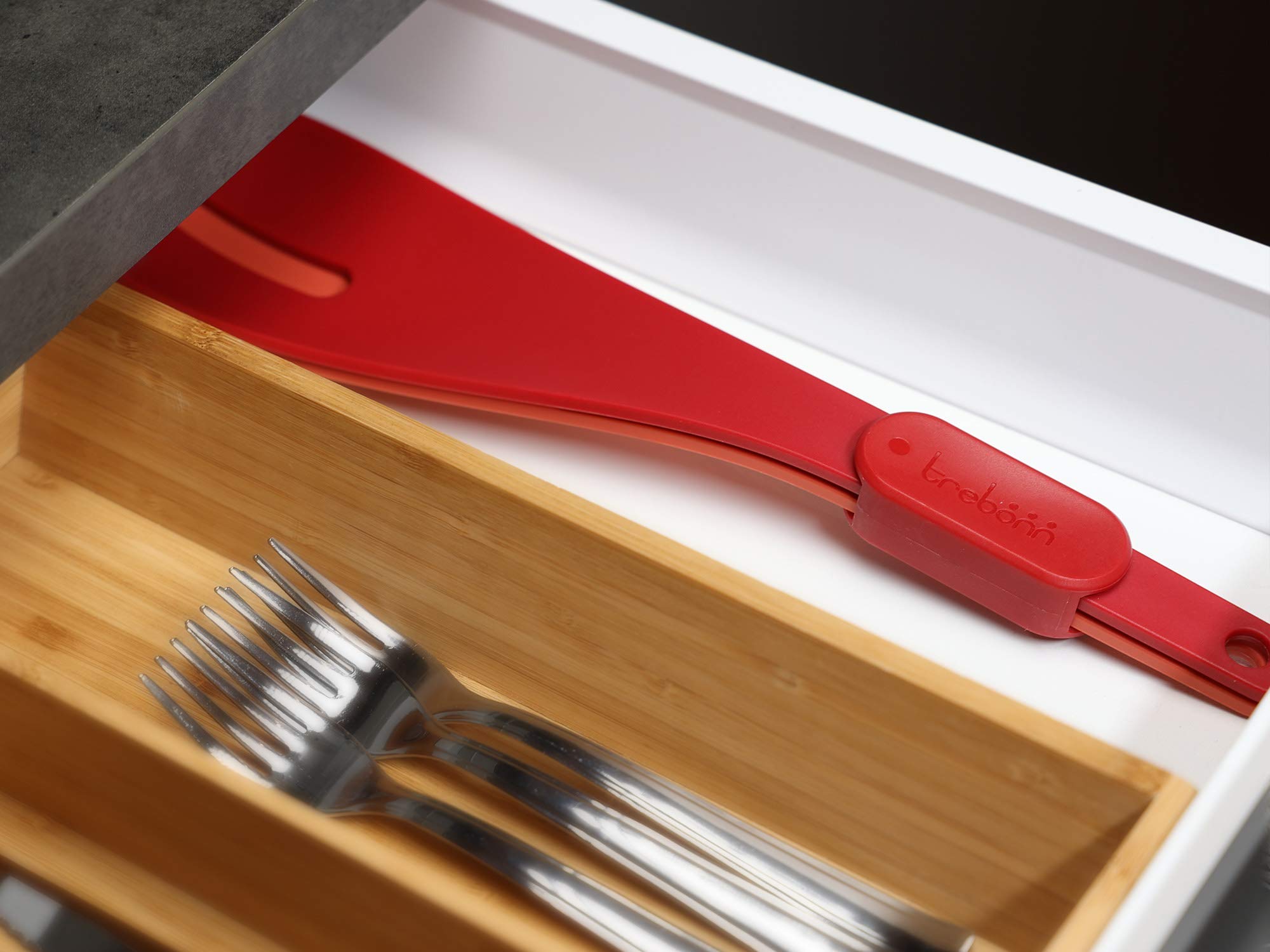 Trebonn Twins Salad Server Salad Cutlery Set consisting of Spoon and Fork. Use Separately for Mixing, use Together for Serving and Save Space in The Drawer