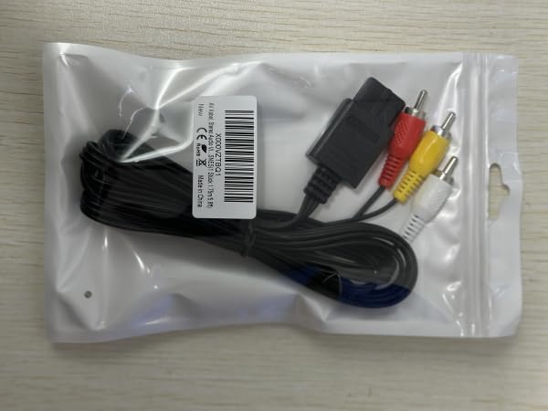 eJiasu AV Cable RCA Composite Cord Stereo Audio Video for tv Compatible with Nintendo 64 Gamecube | NGC | 64 | N64 | Super SNES (1.75m/5.8ft)