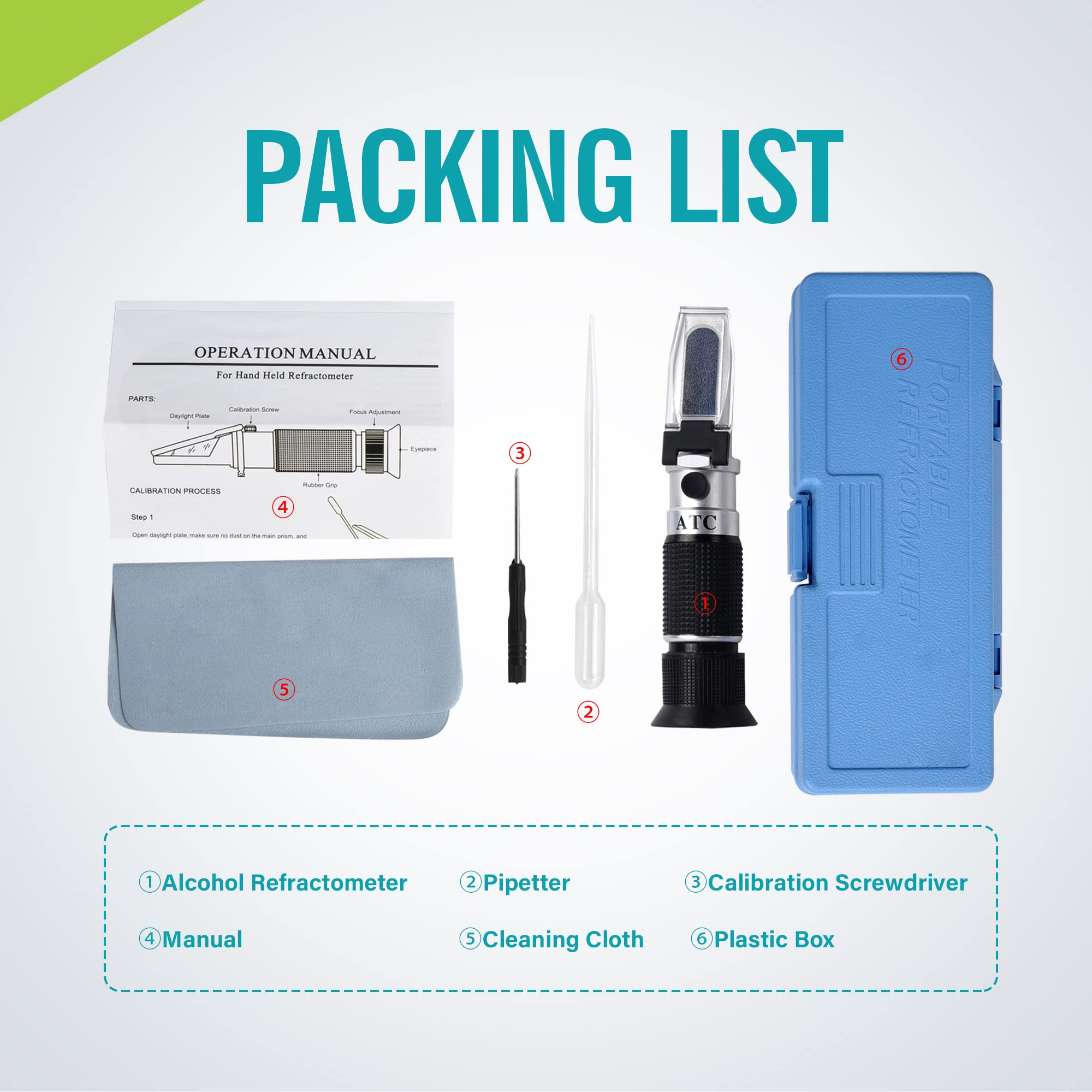 LACHOI ATC Beer Brix Alcohol Refractometer for Beer Brewing Homebrew Dual Scale Specific Gravity 1.000-1.130 & Brix 0-32% for Beer Brewing Tester