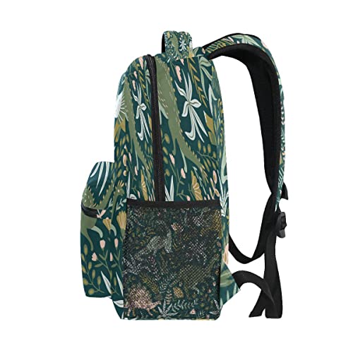 senya School Backpack Dinosaurs and Tropical Leaves Teens Girls Boys Bookbags Travel Schoolbag