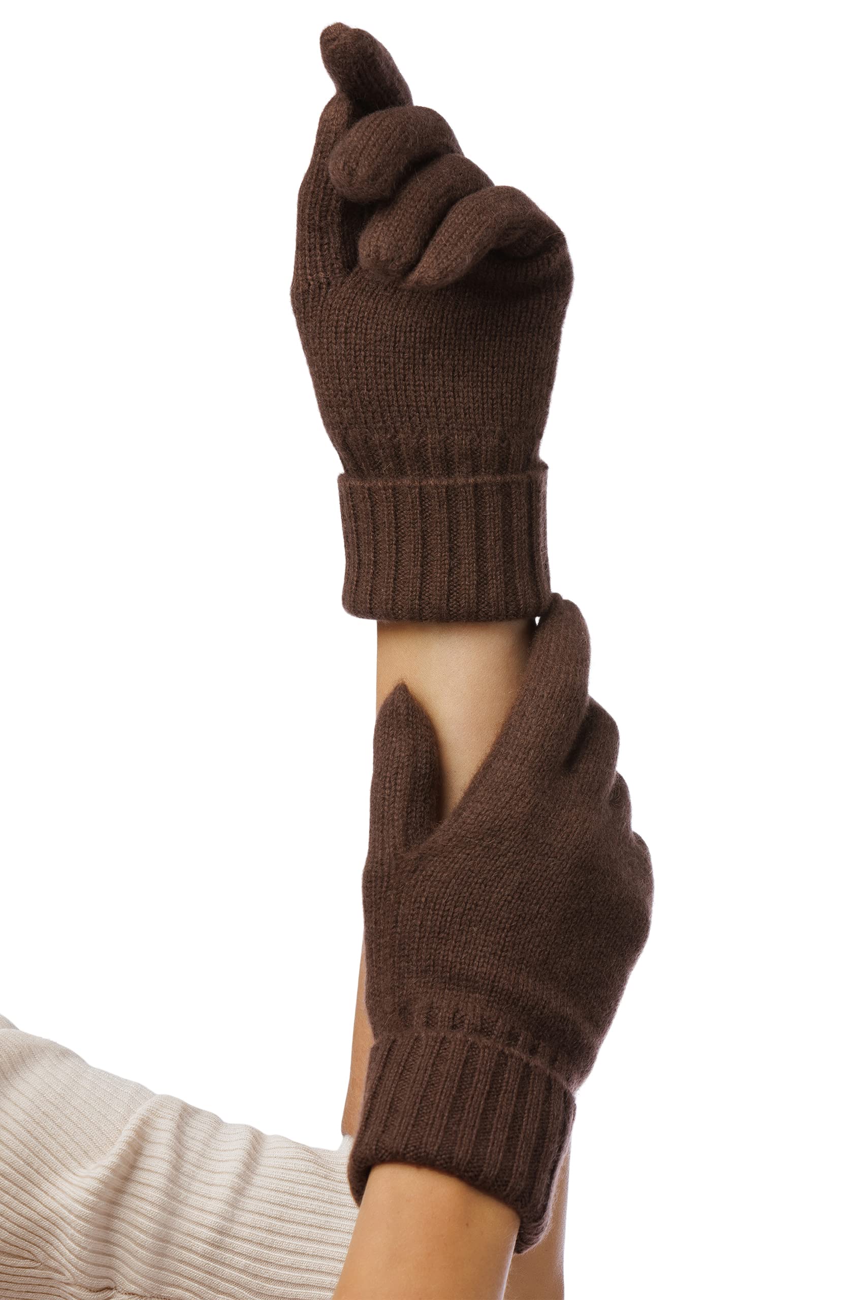 Fishers Finery Women's 100% Pure Luxury Cashmere Gloves with Ribbed Cuff Black