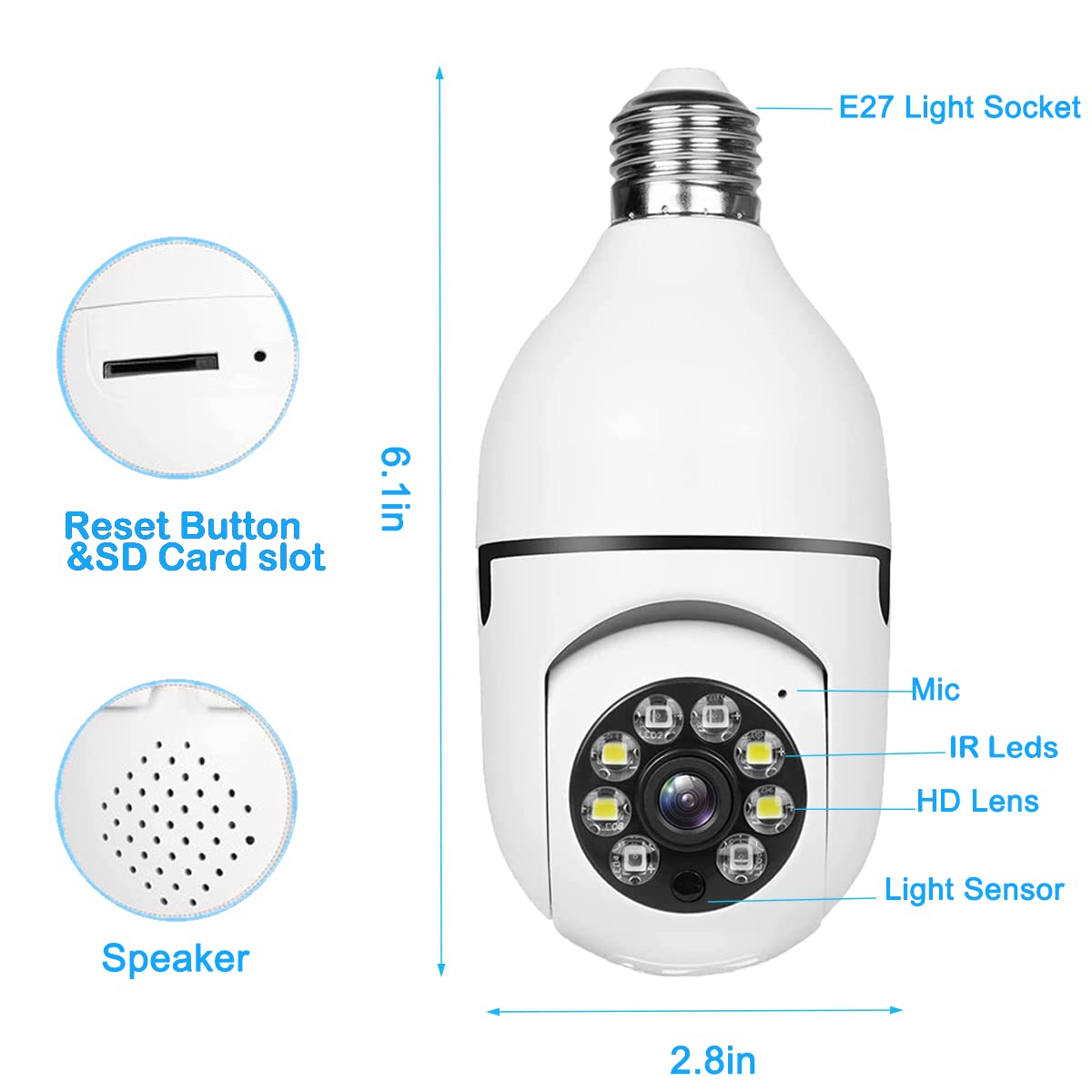 GOMPHIDAE 5G WiFi Camera,1080P WiFi Camera,Indoor Security Camera,Porch Light with WiFi Camera,Smart Home Camera with Motion Detection,Two-Way Voice
