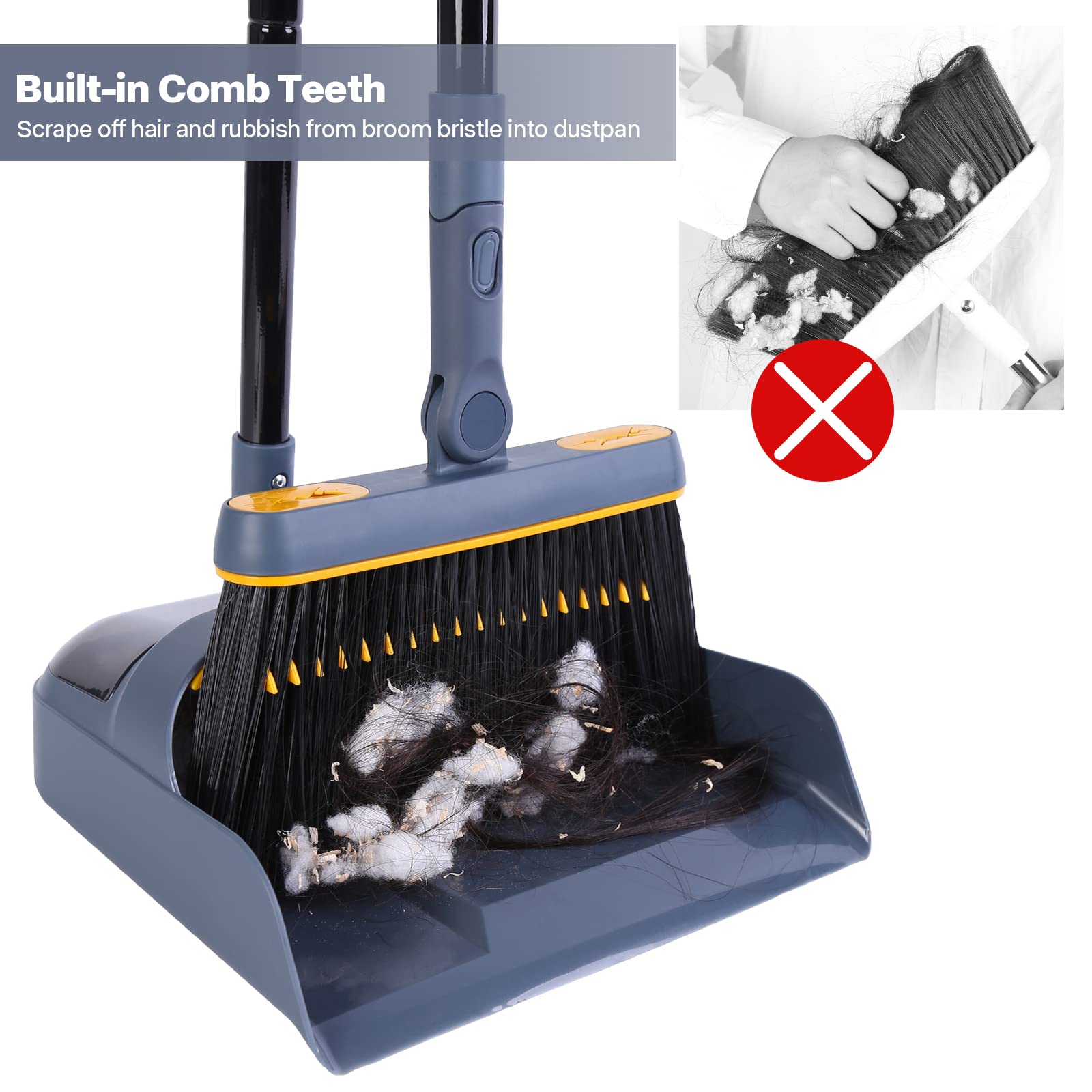 JEHONN Broom and Dustpan Set and JEHONN Rubber Broom