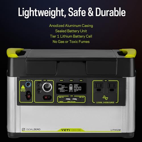 Goal Zero Yeti 1000 Core Portable Power Station, 1,000 W, Solar-Powered Generator (Solar Panel Not Included), USB-A/USB-C Ports and AC Outlets, Power for Camping (Yeti 1000 Core + Boulder 200BC)