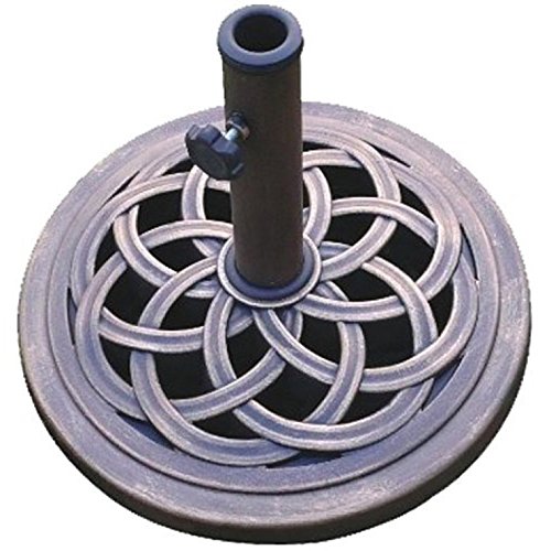 Simple Deluxe 7.5ft Patio Umbrella Outdoor Table Market Yard Umbrella with Push Button Tilt/Crank & DC America UBP18181-BR 18-Inch Cast Stone Umbrella Base, Made from Rust Free Composite Materials