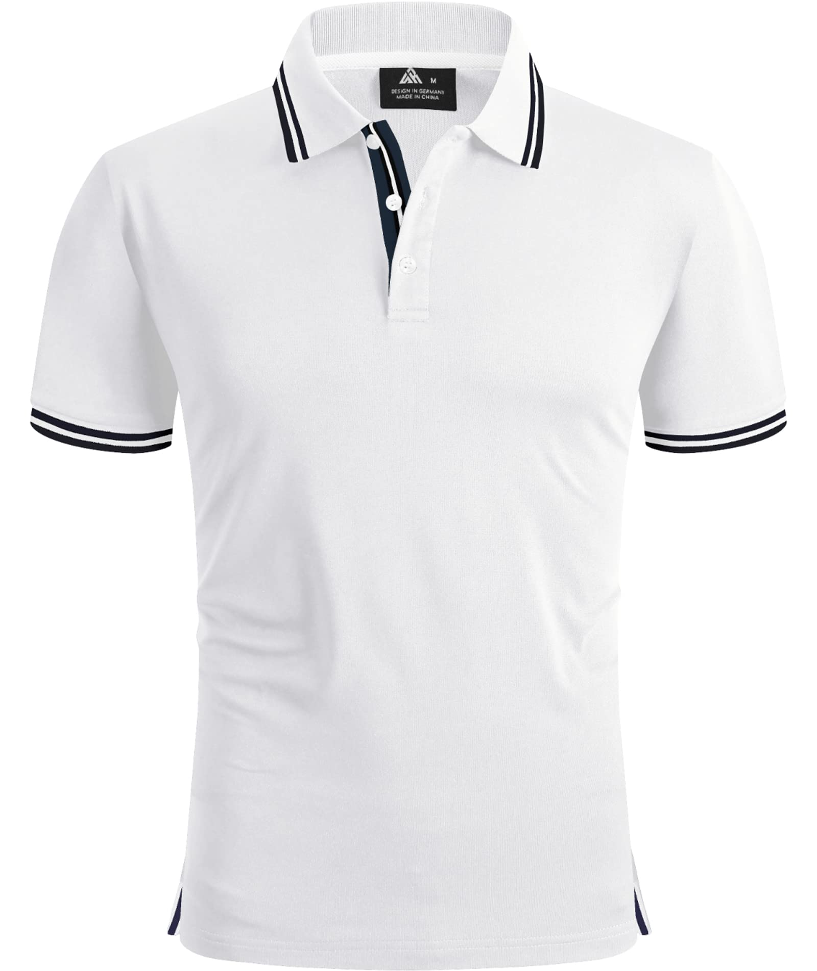 GEEK LIGHTING Polo Shirts for Men Short Sleeve Summer Causal Collared Golf Tennis T-Shirt,White Black M