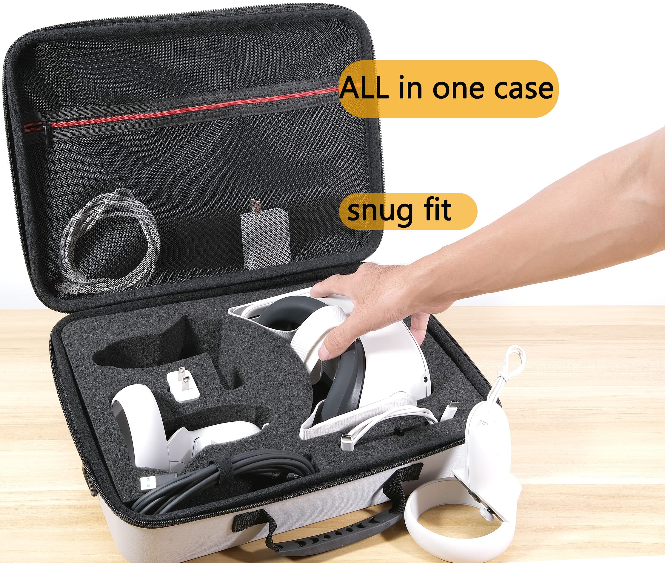 Hard Padded case for Oculus Quest 2 VR Headset,All in one Accessories case for Quest 2 Headset, Controller, Charger and Cable Black