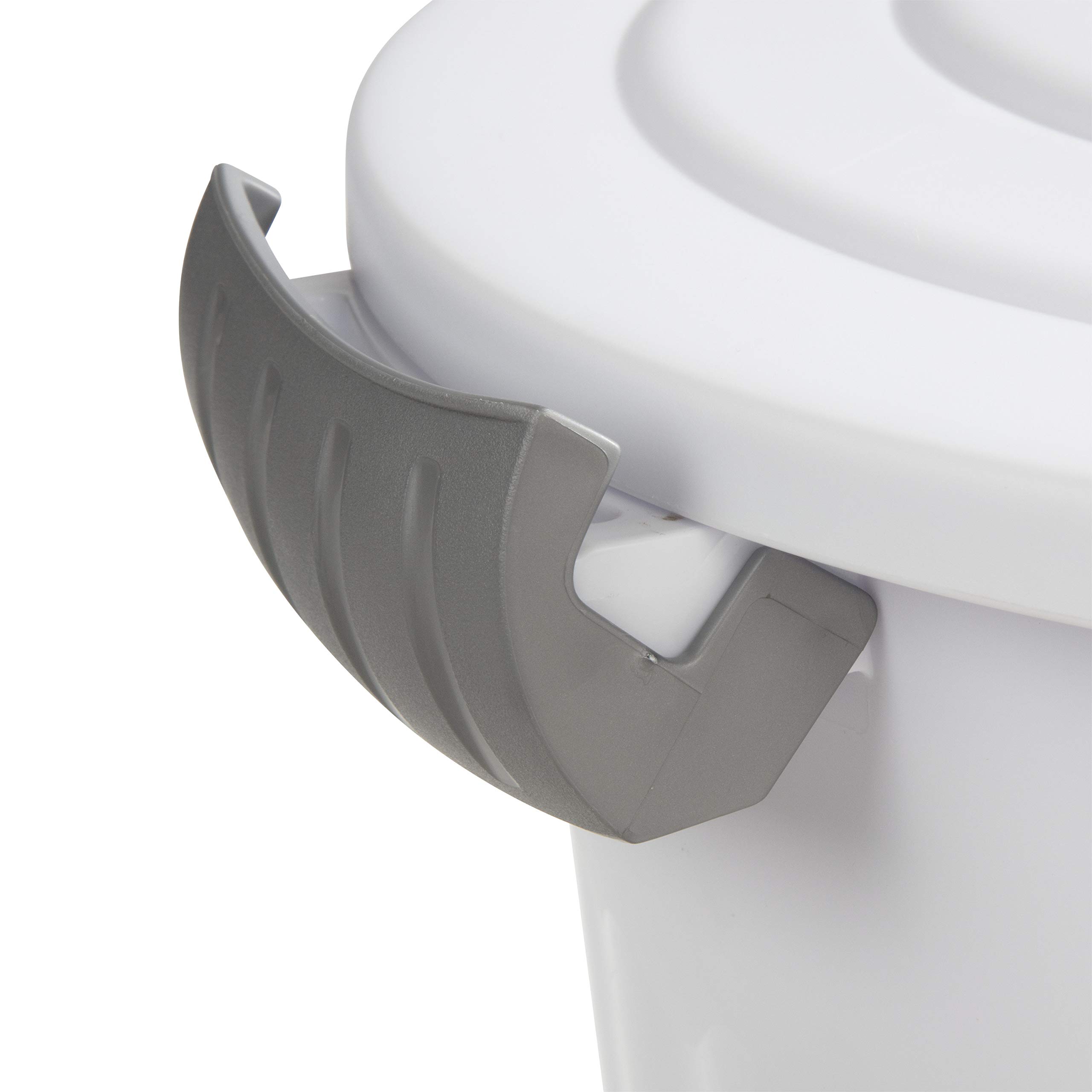 Sterilite 24 Qt Latching Utility Can w/ Lid, Bin to Store Sand, Rock Salt, Soil, Pet Food or Birdseed in the Garage or Mudroom, White, 6-Pack