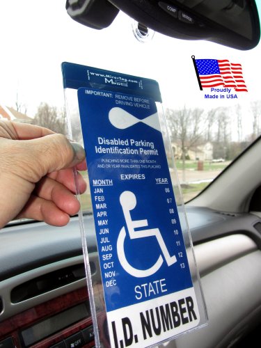 MirorTag Silver by JL Safety- A Novel Way to Protect & Magnetically Display & Put Away your Handicap Parking Permit. Sturdy Hook & Tag ON/OFF with eyes closed. Tag size 10x4, not included. Made in USA