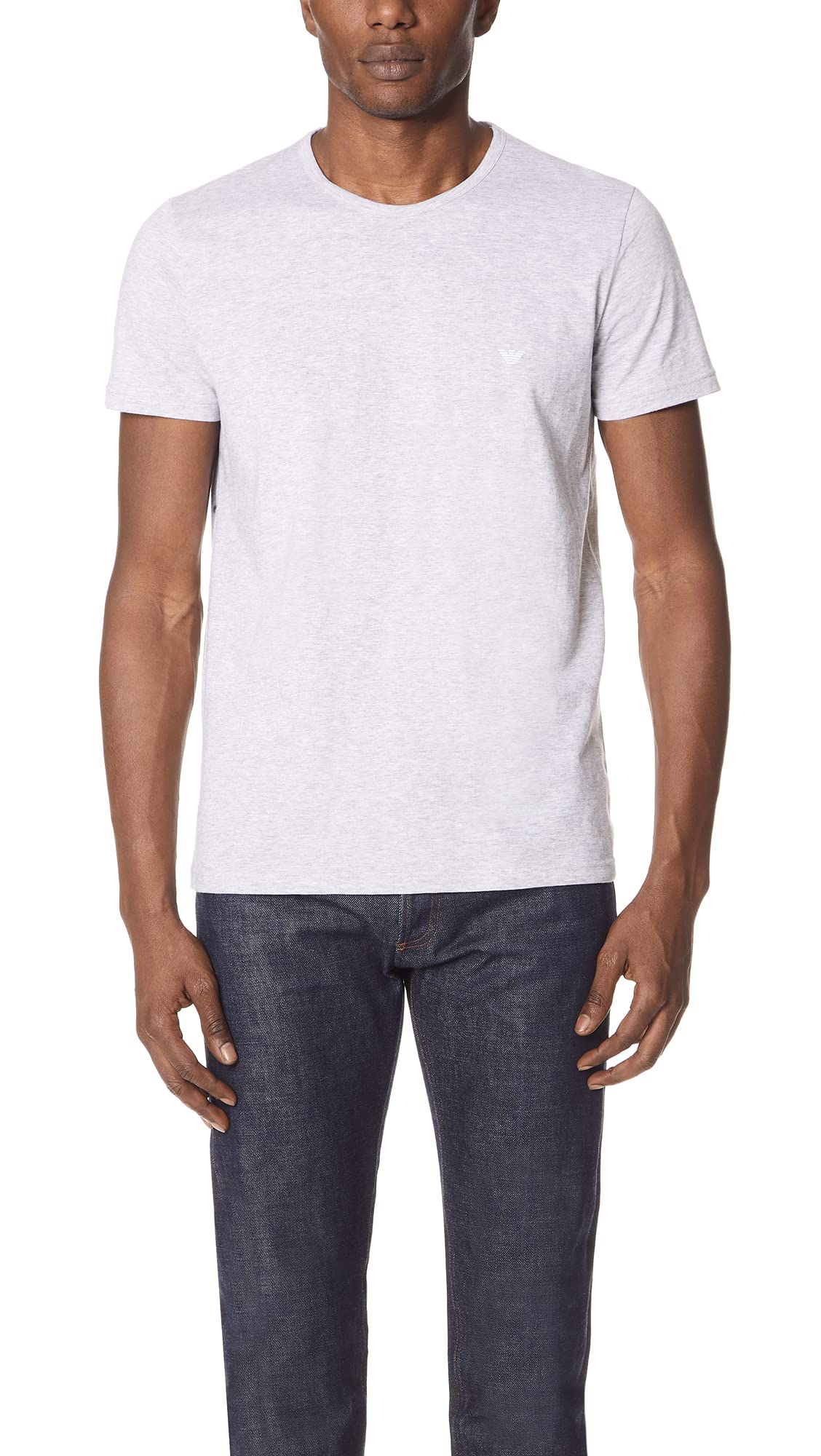 Emporio Armani Men's Pure Cotton Men's 3 Pack Crew Neck T-shirt Shirt, -Grey/White/Black, X-Large
