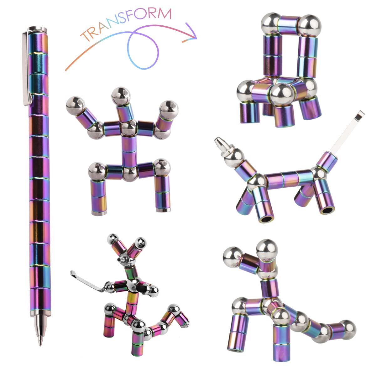 HKDGYHON Toy Pen, Decompression Magnetic Metal Pen, Multifunction Writing Magnet Ballpoint Pen, Gift for Kids or Friends (Colorful)