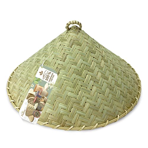 PANWA Thai Bamboo Satin Weave Sticky Rice Cooking Basket with 24ββ Round Reusable Cheesecloth and Wicker Lid and 2 Sticky Rice Paddle Wooden Spoons