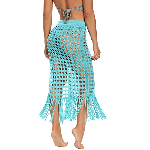 Going Out Tops for Women Black Hollow Split Summer Sexy Knitted Skirt Solid Women's Beach Color Ripped Fringed