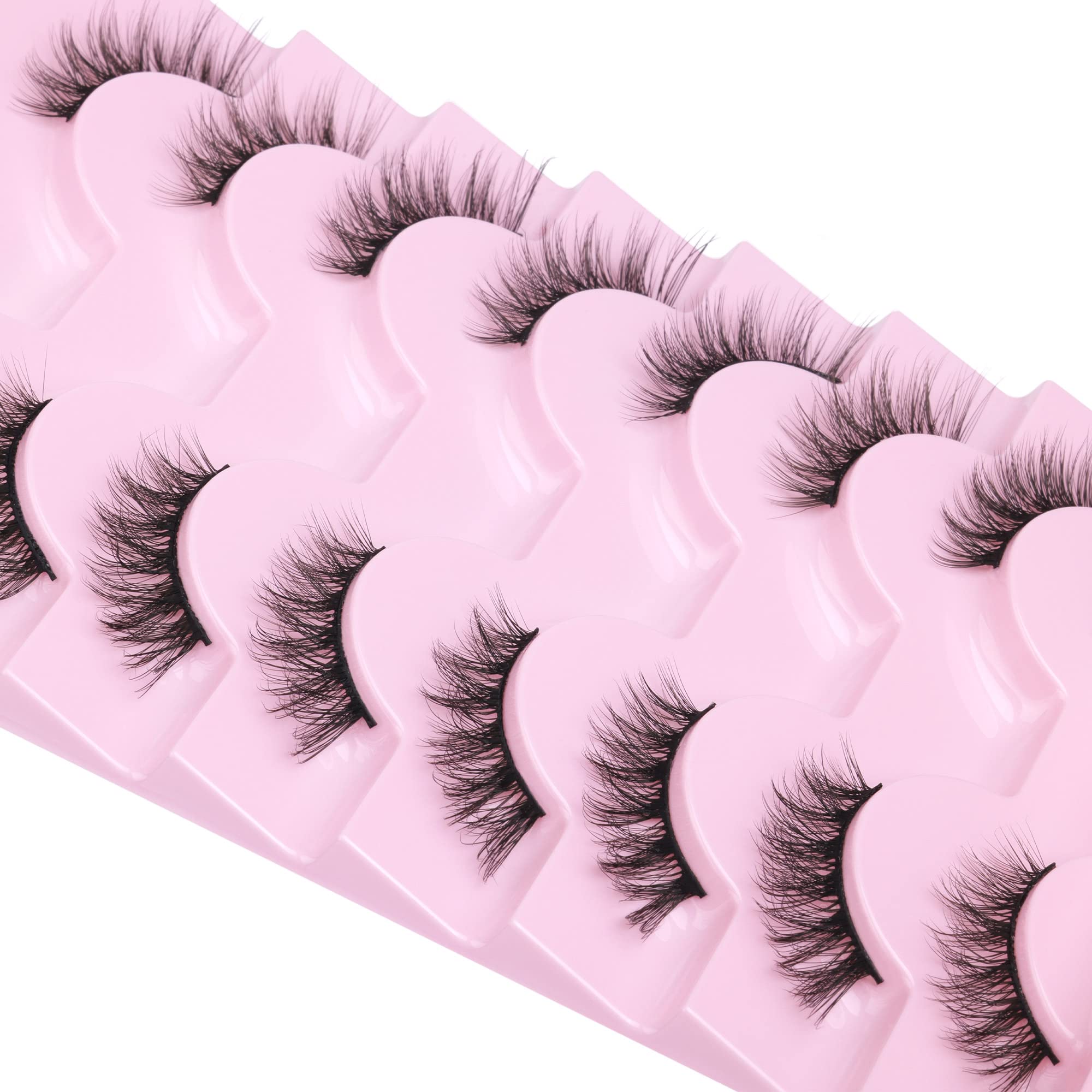 Half Lashes Natural Looking Cat Eye Lashes Accent Eyelashes Multi-layers Wispy Fluffy 3D Curly False Lashes Pack by Mavphnee
