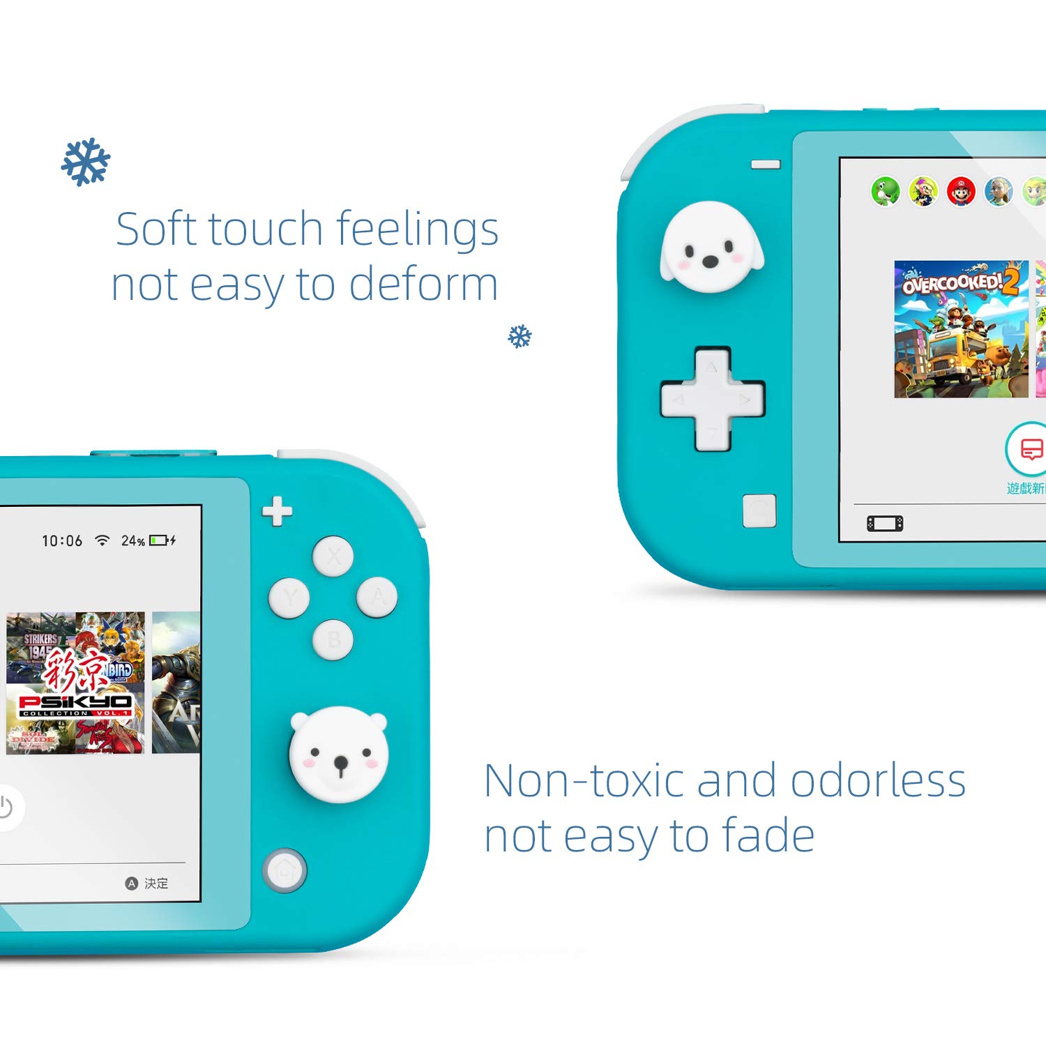 GeekShare 4PCS Cute Animal Theme Thumb Grip Caps,Soft Silicone Joystick Cover Compatible with Nintendo Switch/OLED/Switch Lite - Bear and Dog