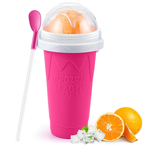RELPOMÂŽ Slushie Maker Cup, TIK TOK Magic Quick Frozen Smoothies Cup, Cooling Cup, Double Layer Squeeze Slushy Maker Cup, Cool Stuff Birthday Gifts for Kids (Pink)