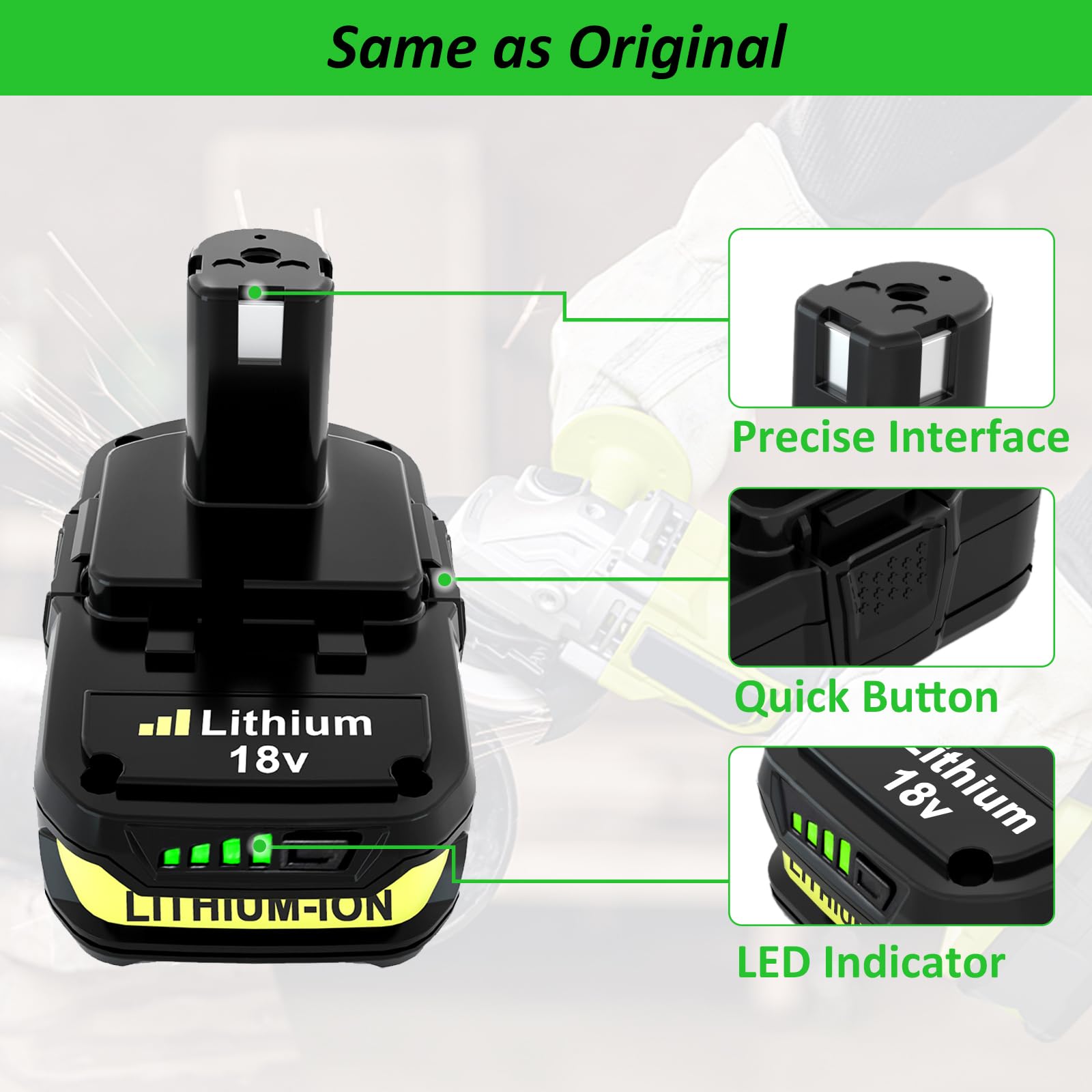 Moticett Replacement for Ryobi 18V Battery 3.6Ah Compatible with Ryobi 18 Volt Battery P102 P103 P104 P105 P107 P108 P109 Compatible with Ryobi 18V ONE+ Battery Cordless Power Tools 2-Pack