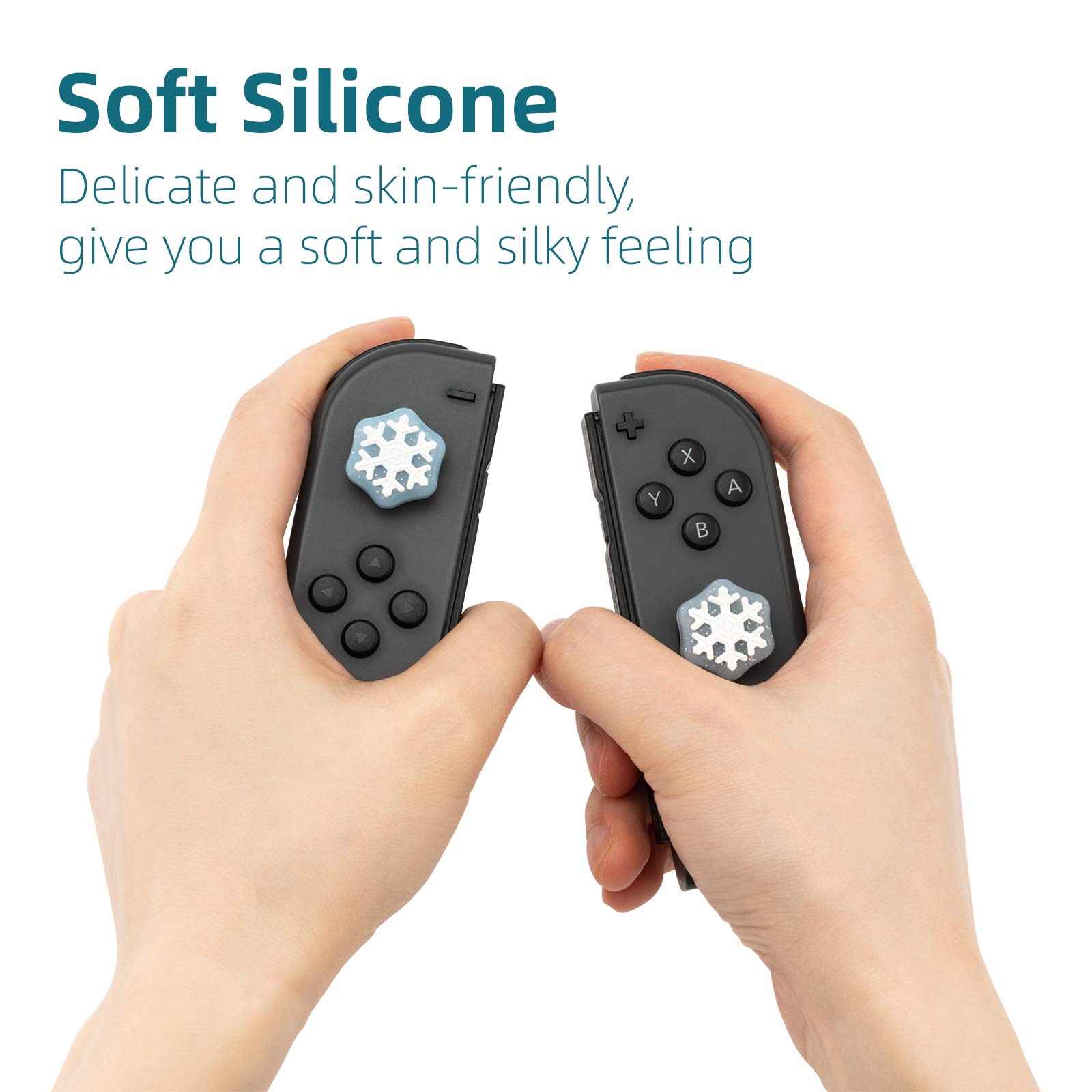 GeekShare 4PCS Transparent Snow Thumb Grip Caps,Soft Silicone Joystick Cover Compatible with Nintendo Switch /OLED/ Switch Lite