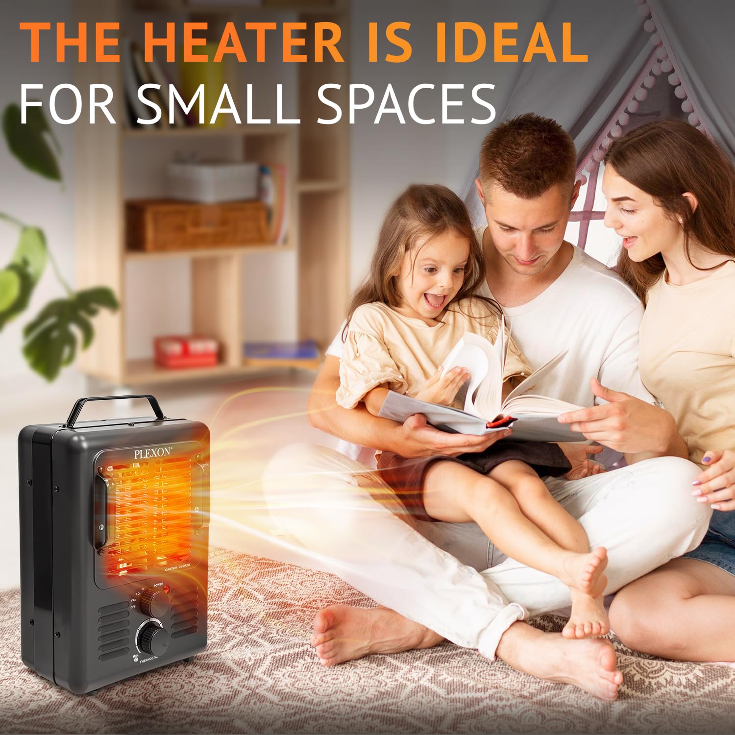 Plexon Milkhouse Utility Electric Space Heater with Thermostat Adjustable Overheat Protection Perfect for Garage or Greenhouse Workshop Comfort Home 1500 Watt Black