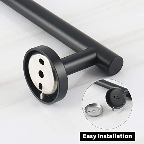 NearMoon Bathroom Towel Bar, Bath Accessories Thicken Stainless Steel Shower Towel Rack for Bathroom, Towel Holder Wall Mounted (2 Pack, Matte Black, 24 Inch)