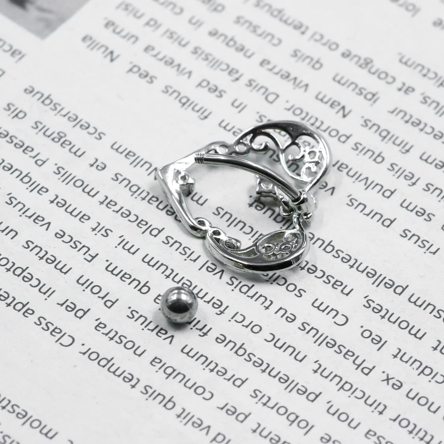 FLOGWE 14G Heart Belly Button Ring 316L CZ Heart Reverse Belly Ring Top Down Belly Button Ring Medical Steel Body Piercing Jewelry for Women