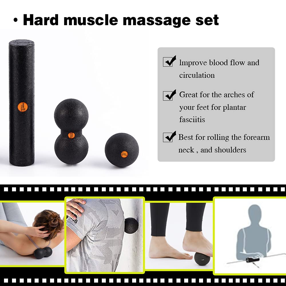 GGSDDUP Exercise Back Roller Foam for Legs and Shoulder Physical Therapy Calf Foam Roller Set for Back Pain Soft Full Body Roller with Peanut Rolling Ball for Muscle Deep Tissue Massage,Pb