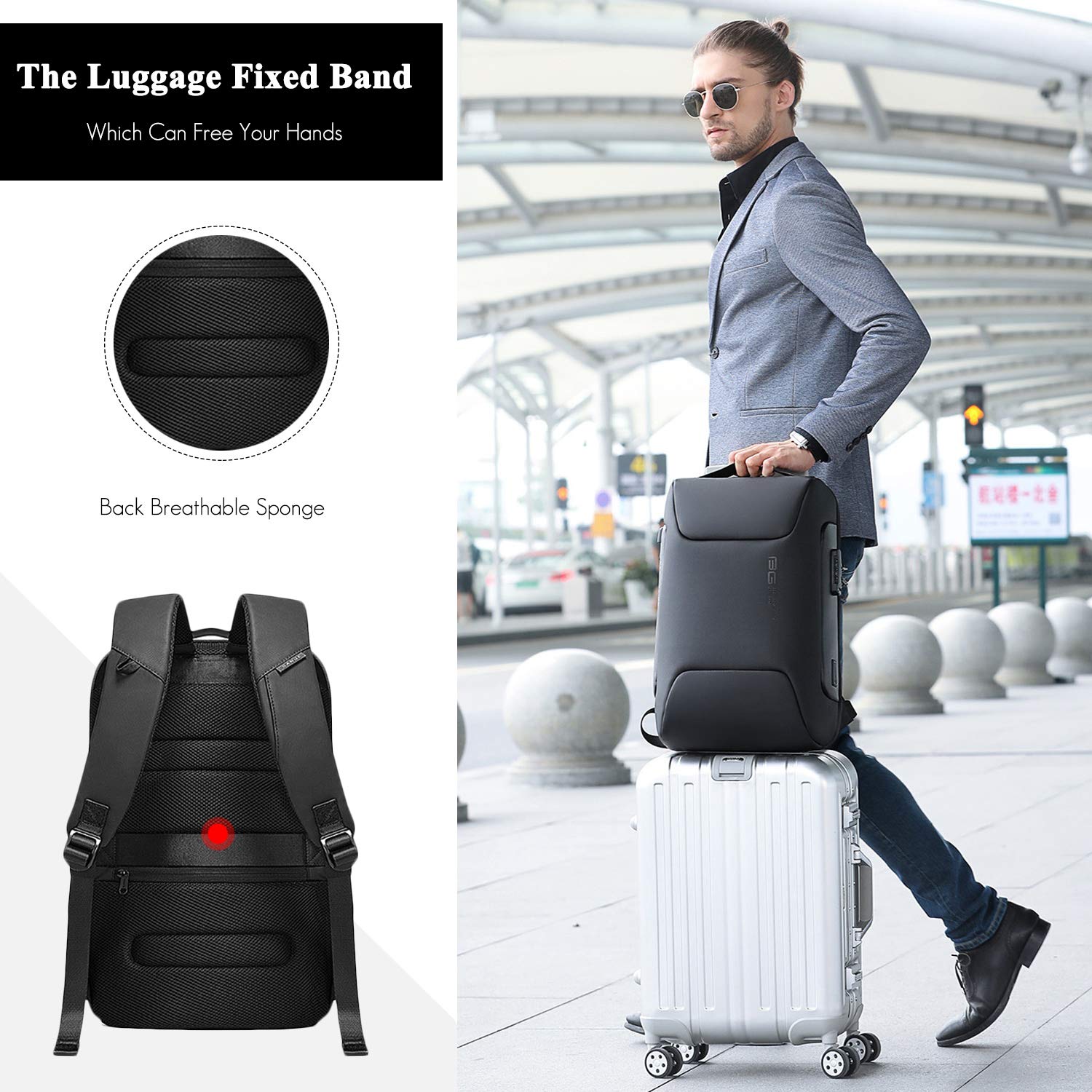 FANDARE Laptop Backpack Business Anti-Theft Daypacks Travel Large Backpack with USB Charging Port Waterproof College Computer Bag for Women & Men Fits 15.6 Inch Notebook Gray