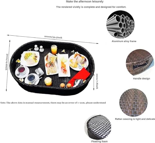 Floating Tray Floating Serving Tray Large Floating Spa Hot Tub Bar Drink and Food Table Refreshment Tray for Pool Or Beach Party Float Lounge (Color : Black)